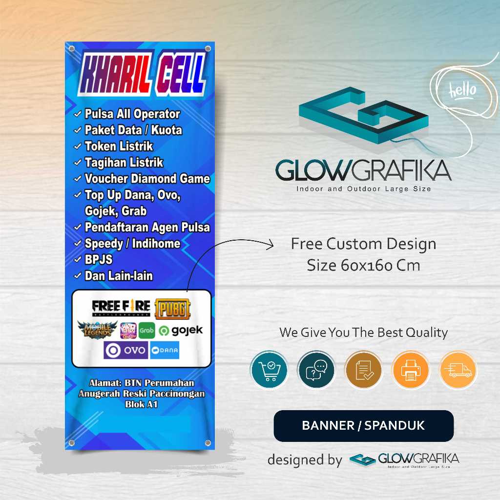 Jual Cetak Spanduk Banner Khairil Cell Custom Free Design | Shopee ...