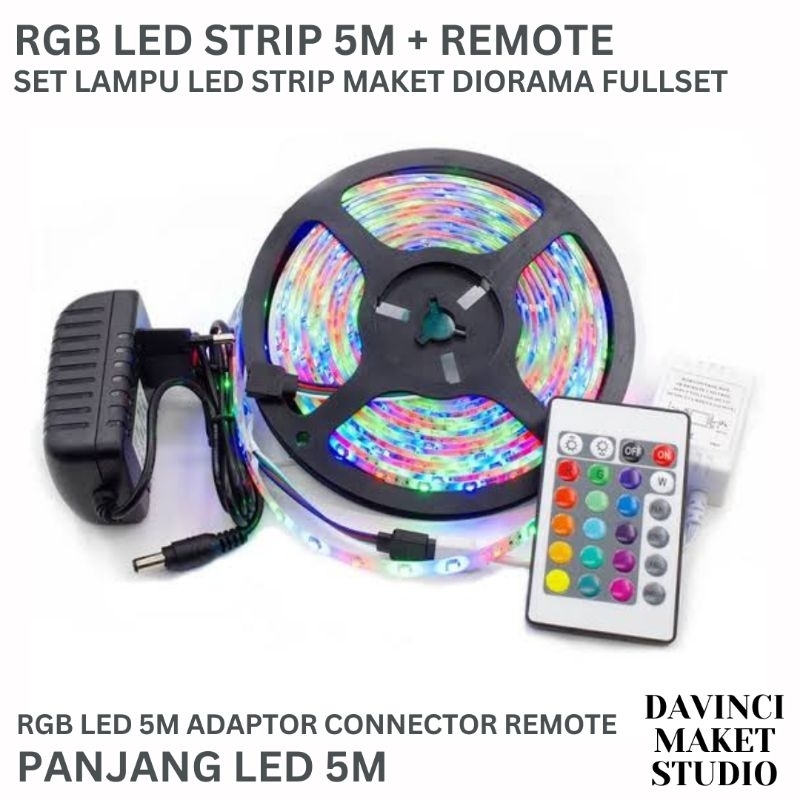 Jual (SET) LED Remot 5m Rangkaian Modul Lampu RGB untuk maket diorama ...