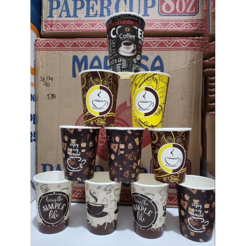 Jual Paper Cup Motif / Polos 6,5oz & 8oz / Gelas Kopi Kertas (isi 50 pcs) | Shopee Indonesia