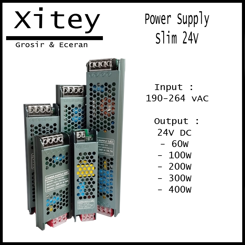 Jual XTY power supply 24V 60W 5amper slim trafo lampu strip LED 100W ...