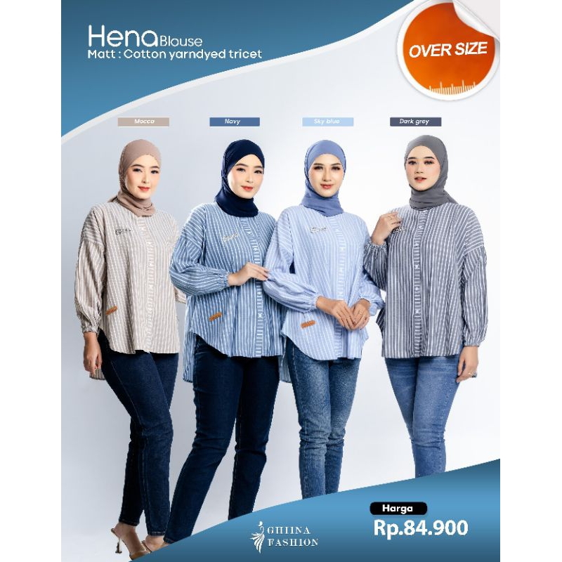 Jual BLOUSE ORI GHINA FASHION √ HENA BLOUSE MATT COTTON YARNDYED TRICET ...