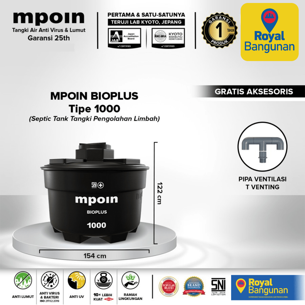 Jual MPOIN BIOPLUS 1000 L SEPTIC TANK GARANSI 1 TAHUN | Shopee Indonesia