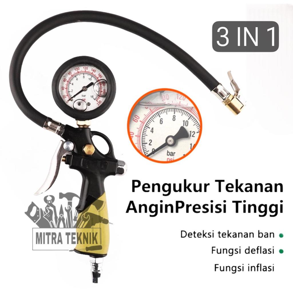 Jual Tire Inflator Air Pressure Gun Isi Ukur Tekanan Angin 3 in 1 Tire ...
