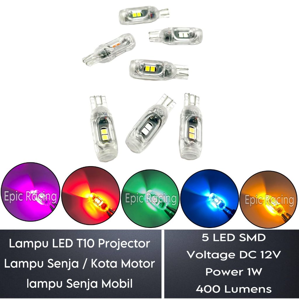 Jual Lampu LED T10 Projector 5 LED 3030 SMD Lampu Senja Rem Sein Kota ...
