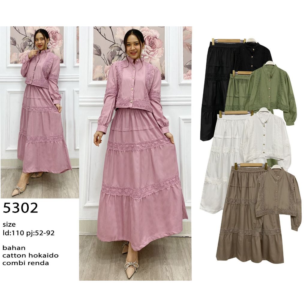 Jual ARB - VIO - 5302 - Setelan Rok Renda | Shopee Indonesia