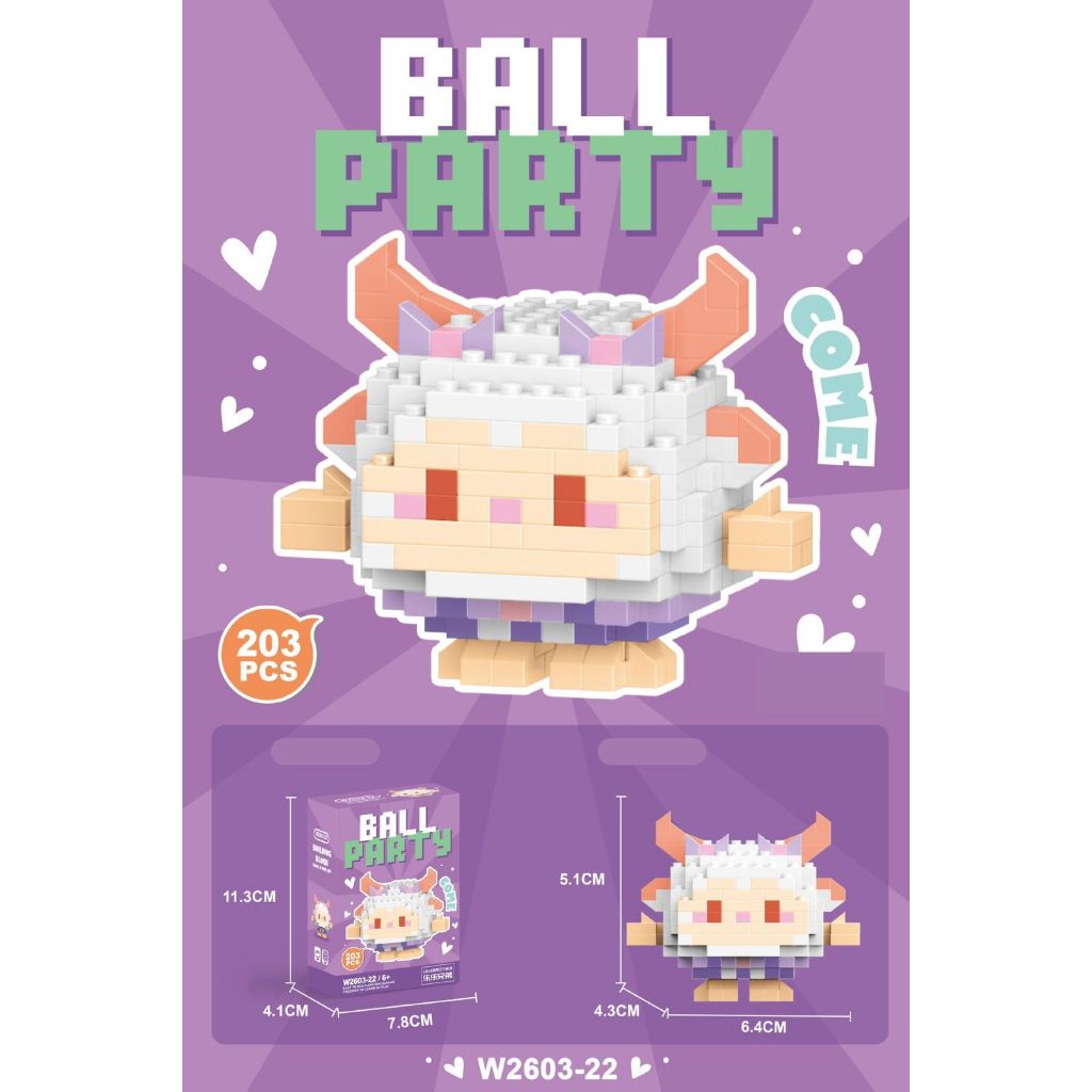Jual JM MODEL BARU BALL PARTY Bricks Mainan Balok Susun Kartun / Mini ...
