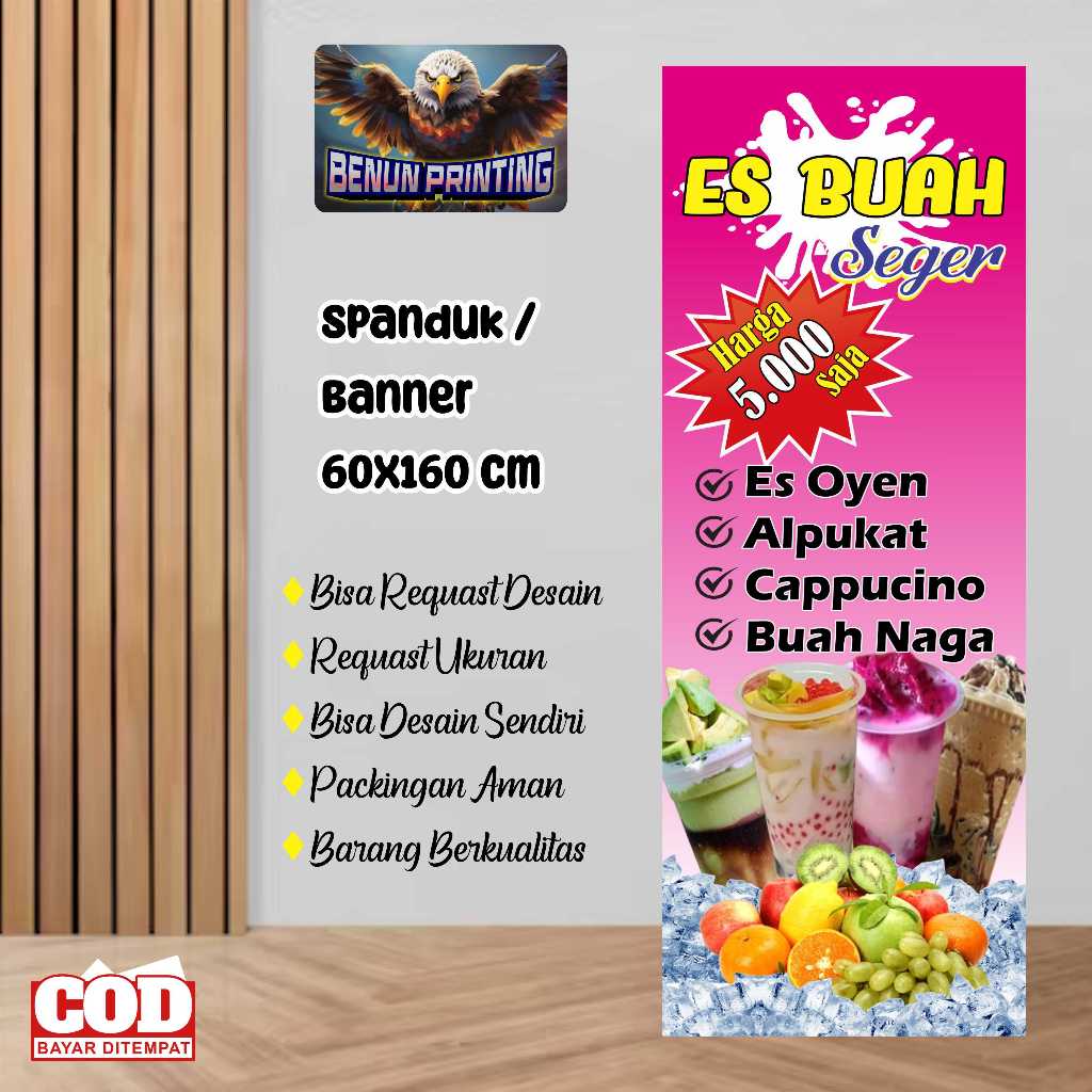 Jual SPANDUK BANNER ES BUAH 60X160 CM BISA REQUEST DESAIN | Shopee ...