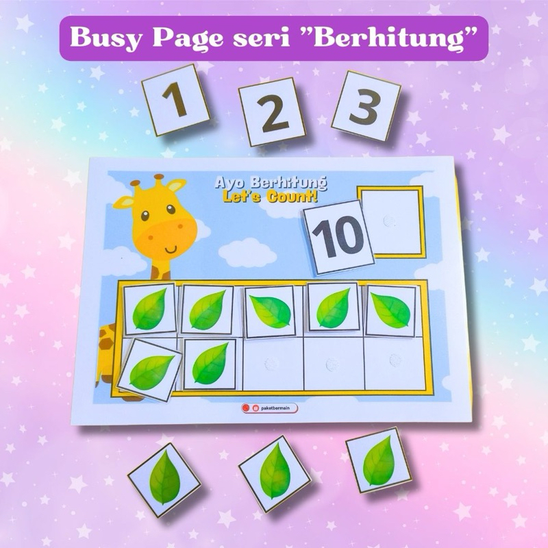 Jual Busy Page Berhitung 1-10 tema jerapah, Busy Page Belajar Berhitung ...