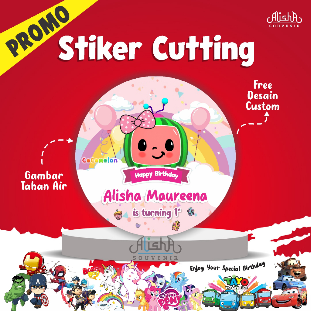 Jual PROMO!!! Stiker Bulat Lingkaran Cutting Stiker Bento Box Custom ...