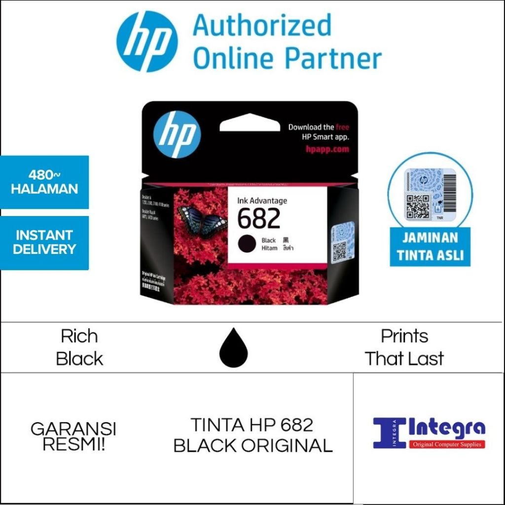 Jual Tinta HP 682 Black / Hitam Original Ink 682 Cartridge - 3YM77AA ...