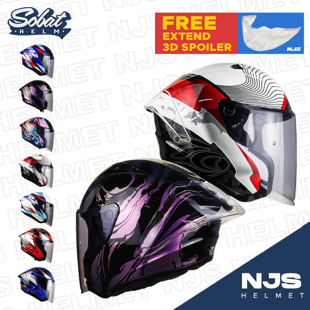 Jual Helm NJS KAIROZ GT MOTIF Helm Half Face SNI | Shopee Indonesia