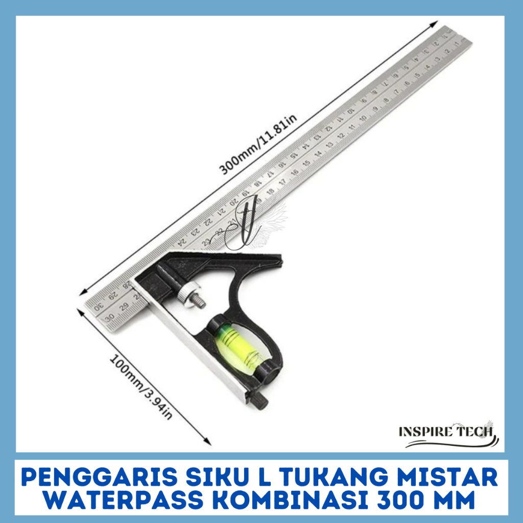 Jual PENGGARIS MISTAR SIKU STAINLESS STEEL UKUR SUDUT WATERPASS BENTUK ...