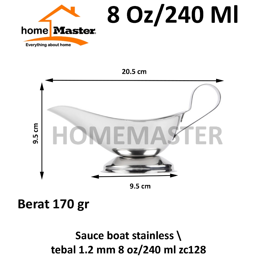 Jual HomeMaster Sauce/Saus/Gravy Boat Steak Stainless Tebal 1.2 mm 8 Oz ...