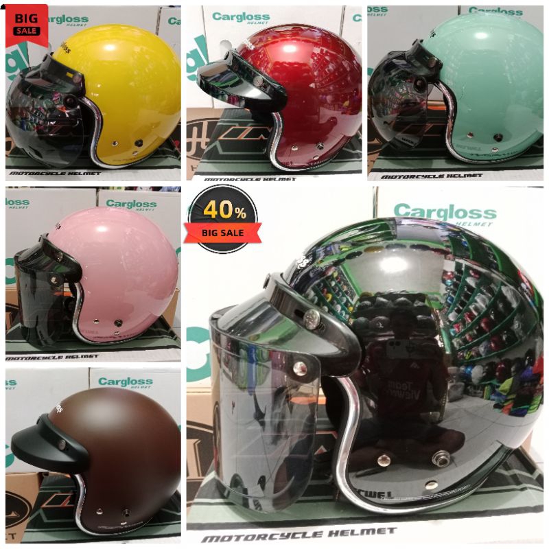 Jual HELM CARGLOSS LIST CHROME SUPER PREMIUM FREE KACA DATAR / CEMBUNG ...