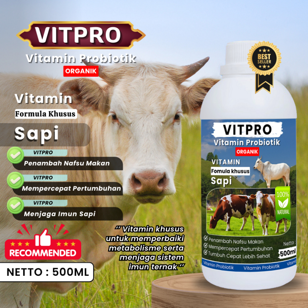 Jual VITPRO Vitamin Probiotik Khusus Sapi, Vitamin Ternak Organik ...