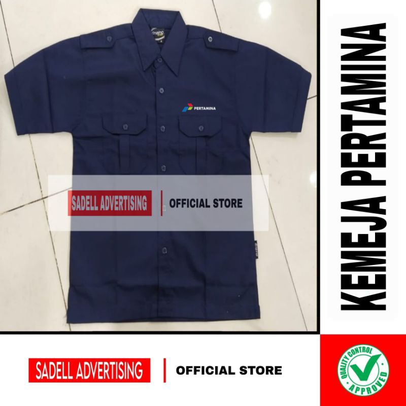 Jual Kemeja PERTAMINA Seragam PERTAMINA Navy PDH PDL Lengan Pendek Pria ...