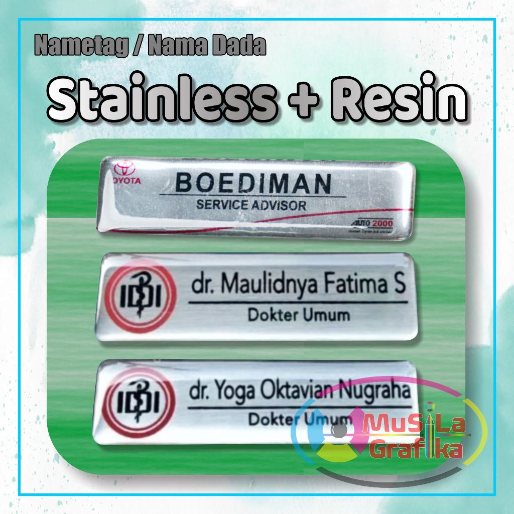 Jual Nametag Papan Nama Dada Stainless Steel Silver Resin | Shopee ...