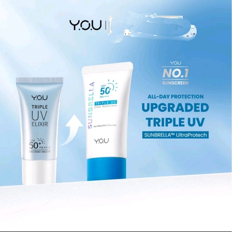 Jual Y.O.U TRIPLE UV ELIXIR SUNSCREEN GEL SPF 50 PA++++ [ UVA UVB BLUE LIGHT PROTECTION] 30ML ...