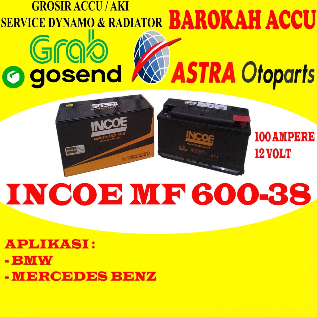 Jual AKI INCOE MF 60038 / 600-38 , 100 AH ASTRA OTOPARTS | Shopee Indonesia