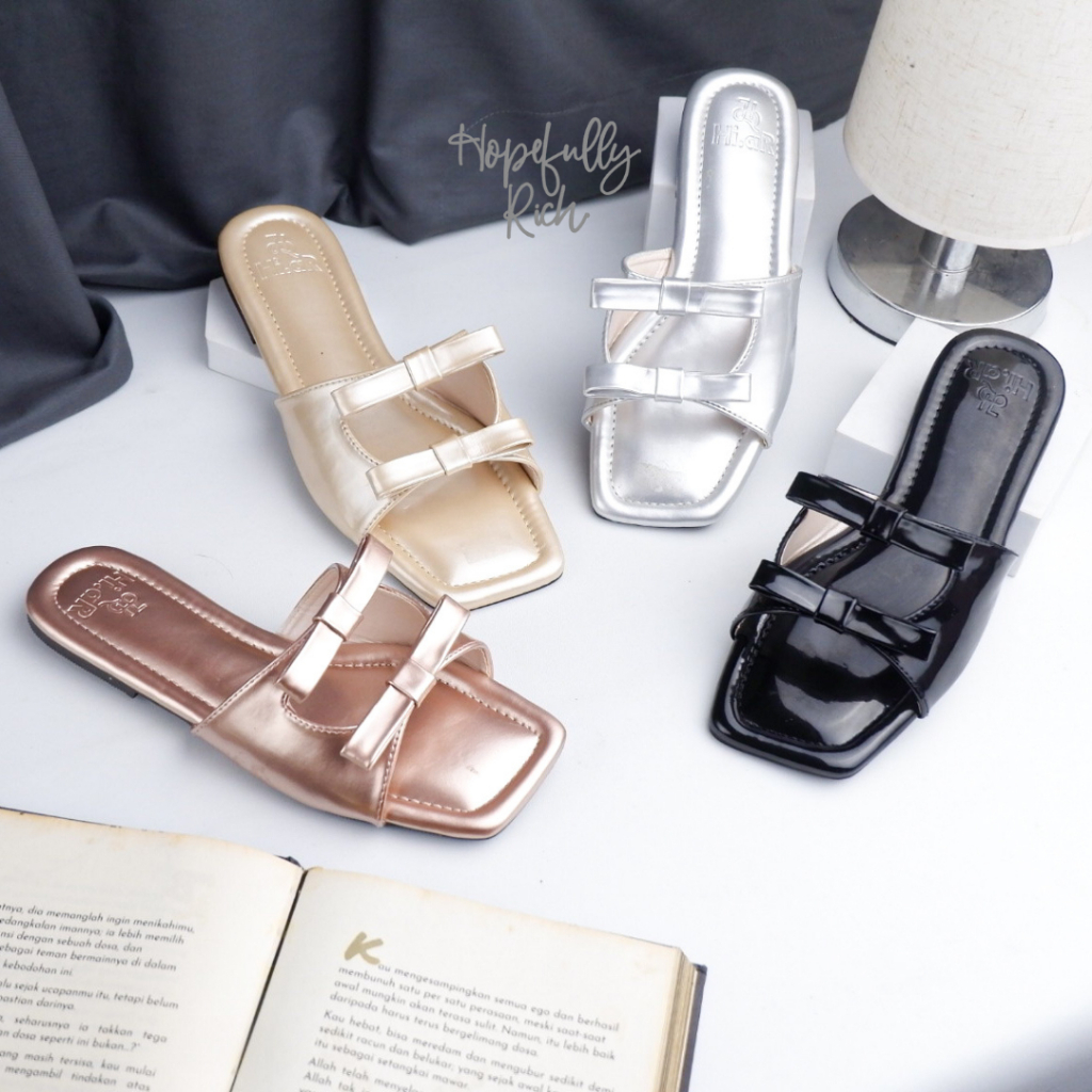 Jual hopefully rich 07 sendal wanita kekinian slip-on simple party ...