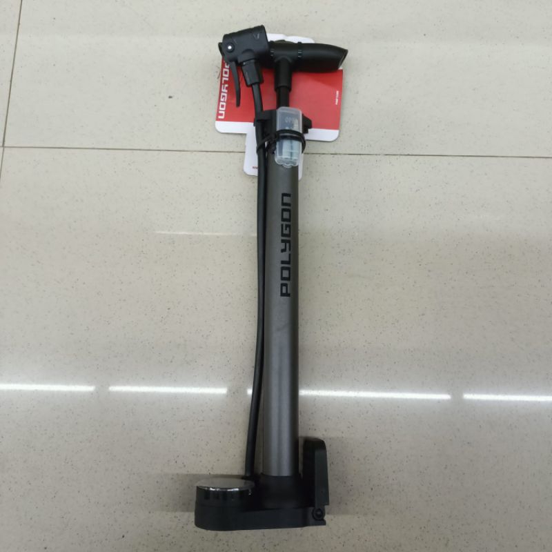 Jual POMPA LANTAI SEPEDA / FLOOR PUMP POLYGON SHORTY DUAL HEAD 160 psi ...
