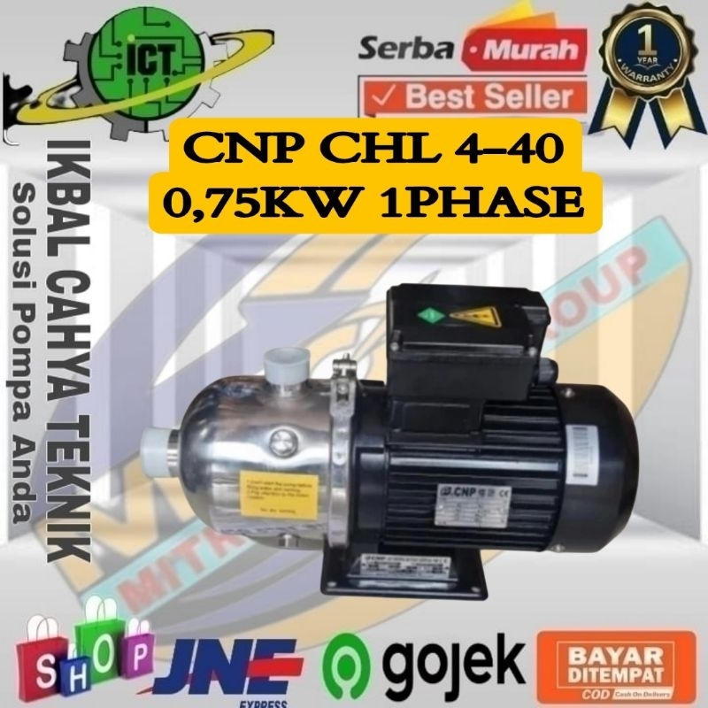 Jual Pompa CNP CHL 4-40 0,75 KW 220V 1Phase Pompa horizontal Multistage ...