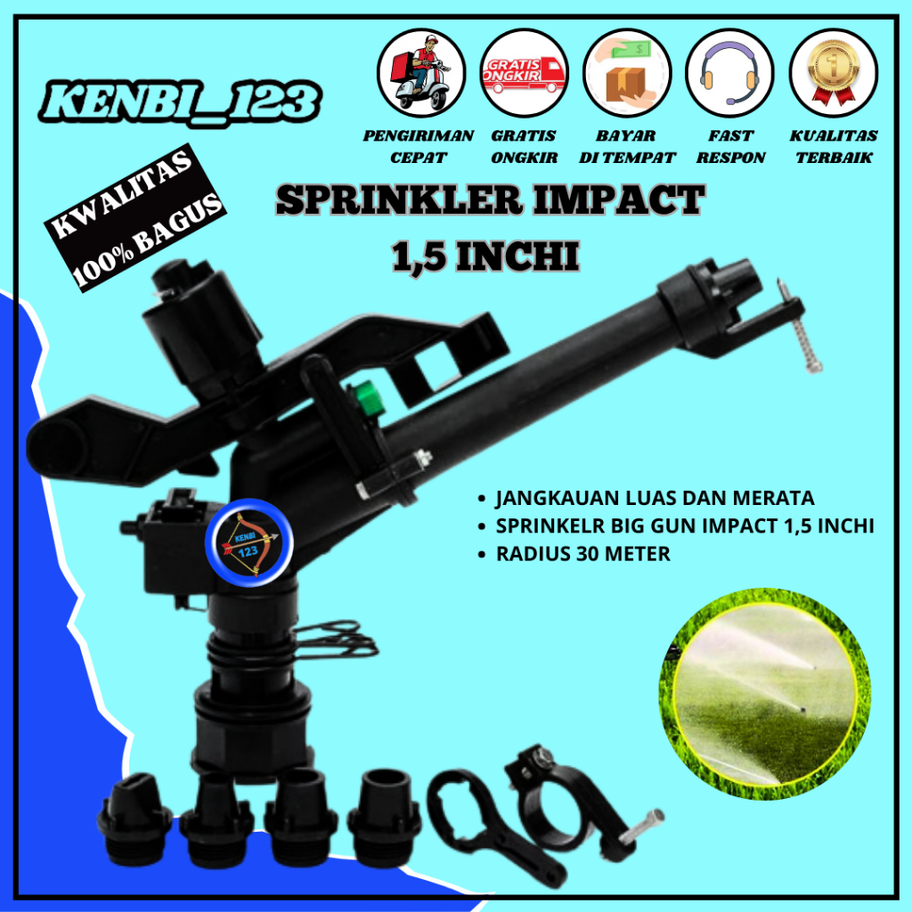 Jual SPRINKLER PERTANIAN SPRINKLER BIG GUN IMPACT RAIN 1,5 INCHI ALAT IRIGASI KENBI_123 | Shopee ...