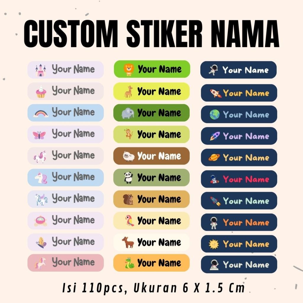 Jual Stiker Nama Custom | Label Nama Anak Sekolah | Sticker Buku ...
