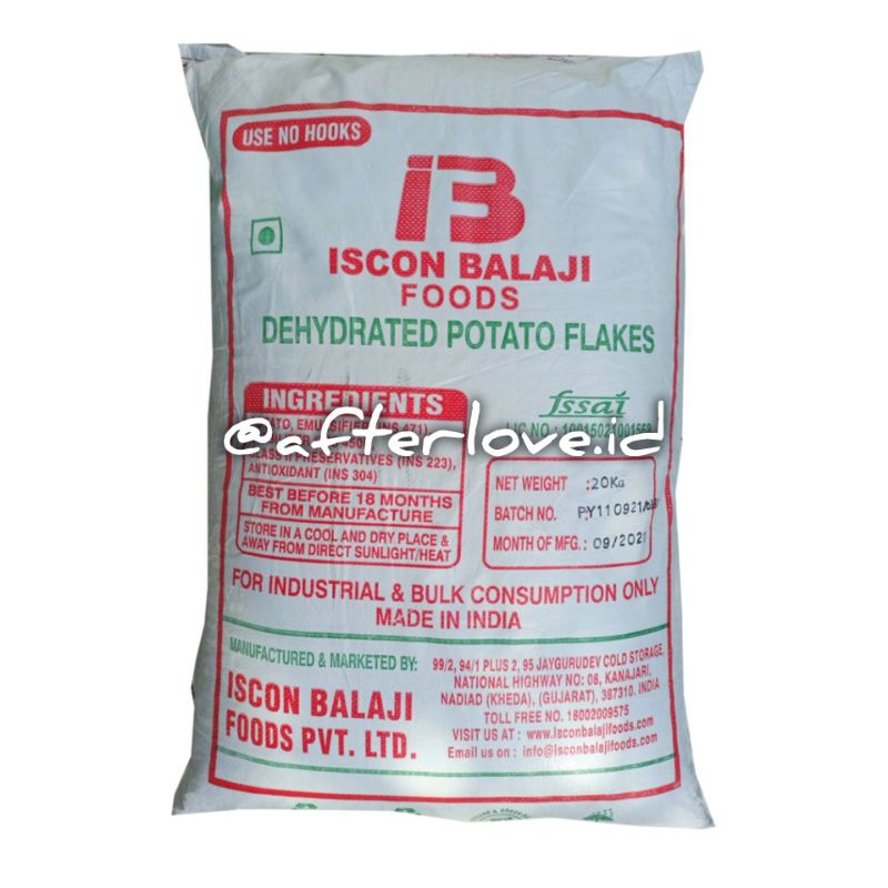 Jual Tepung Kentang Potato Flakes Halus Iscon Balaji 1sak / 25kg Halal ...