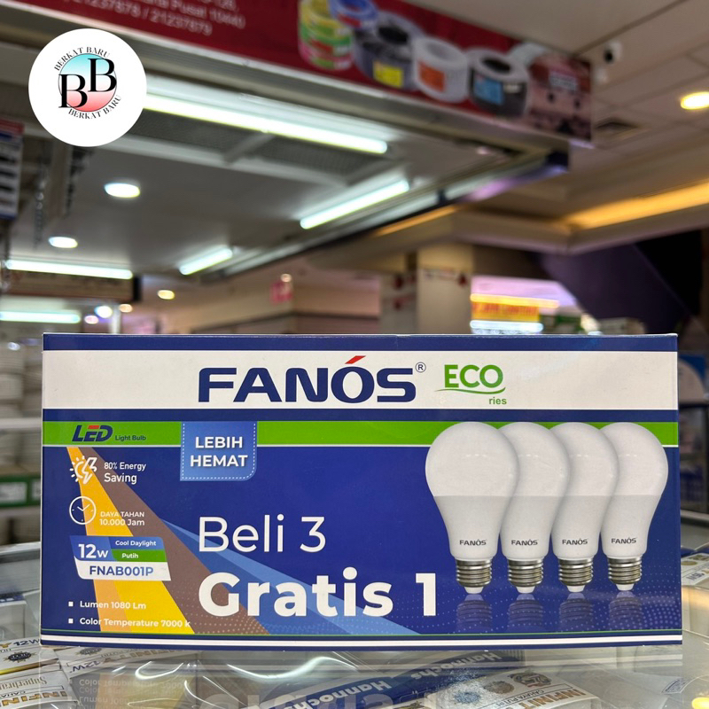 Jual Lampu Bohlam LED Fanos EcoPack 12 Watt (Beli 3 Gratis 1) (Cahaya Putih) | Shopee Indonesia