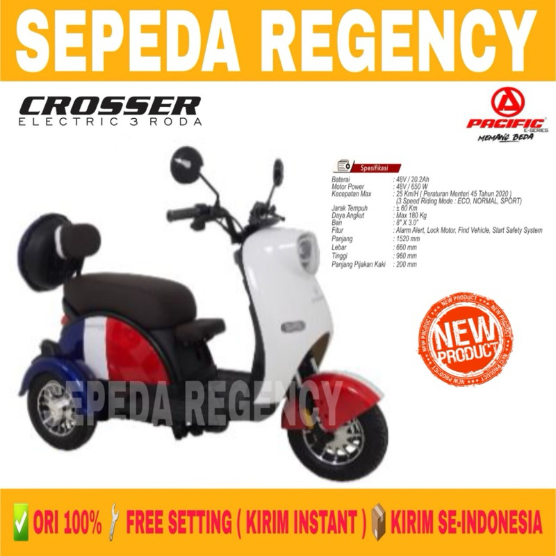 Jual Sepeda Motor Listrik PACIFIC CROSSER Electric Bike Roda Tiga Jarak ...