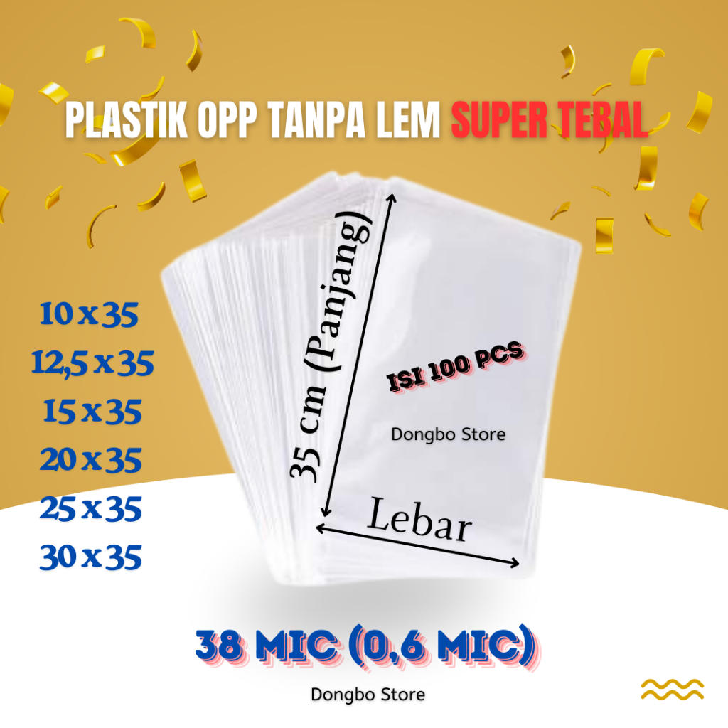 Jual PLASTIK OPP TANPA LEM SUPER TEBAL 10X35 12,5X35 15X35 20X35 25X35 ...