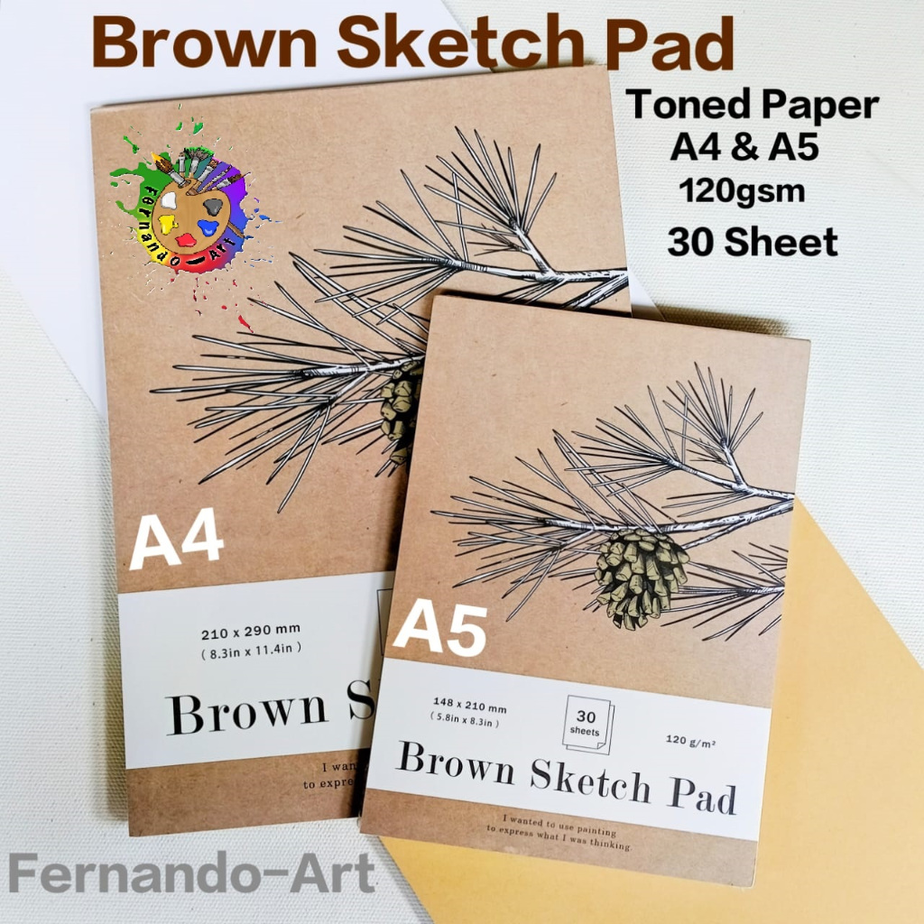 Jual Brown Paper Sketch Pad 30 sheets - 120gsm / Buku Kertas Sketsa ...