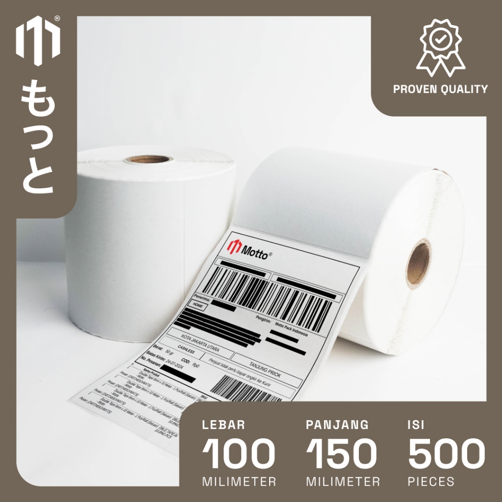 Jual Kertas Label Thermal / Sticker Thermal / Resi Barcode - Ukuran 100mm x 150mm 1 Roll Isi 500 ...
