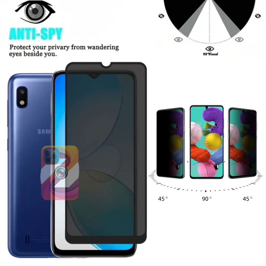 Jual Tempered glass Anti spy anti intip full layar Samsung A10 A20 A30 A50 A10s A20s A30s A50s ...
