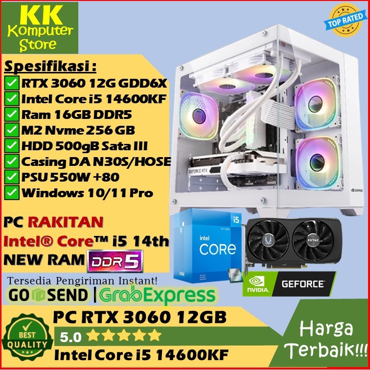 Jual pc rakitan gaming intel core i5 14600k | rtx 3060 12gb | ram 16gb ddr5 [ pc editing rtx ...