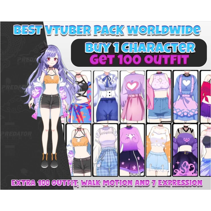 Jual Penawaran Spesial Vtuber Live2D: 1 Karakter, 100 Outfit, & 7 Ekspresi, Live2D Vtuber ...