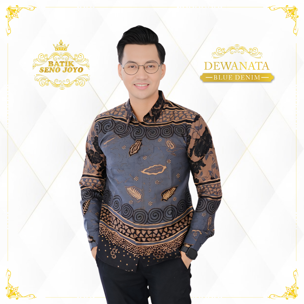Jual Kemeja Batik dewanata biru navy panjang slimffit | Shopee Indonesia