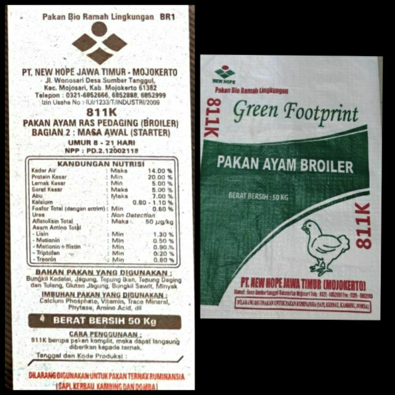 Jual New Hope Green Footprint 811K Pakan Ayam Broiler Ayam Pedaging 1Kg ...
