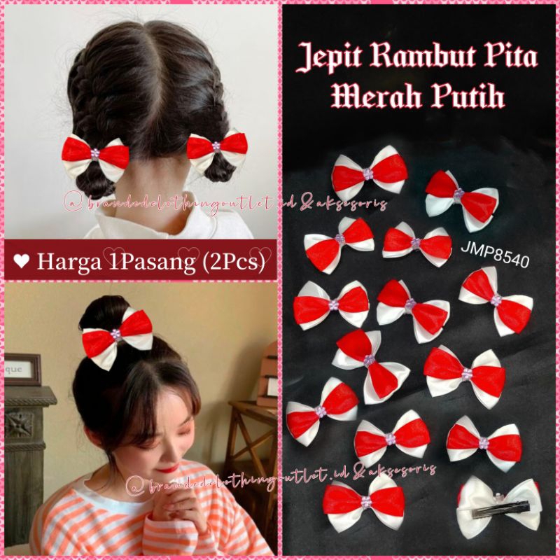 Jual (2PCS) JEPIT RAMBUT PITA MERAH PUTIH / JEPIT RAMBUT MERAH PUTIH ...