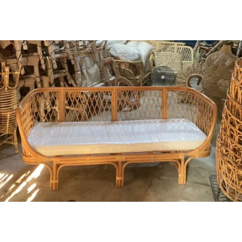 Jual Sofa Bench Rotan Alami 2 Seater Qualitas Eksport | Shopee Indonesia
