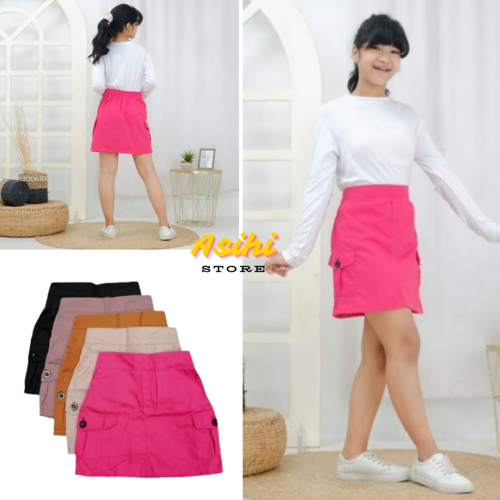Jual Rok Cargo Mini Anak Perempuan 1-12 tahun Bahan Katun Drill ...