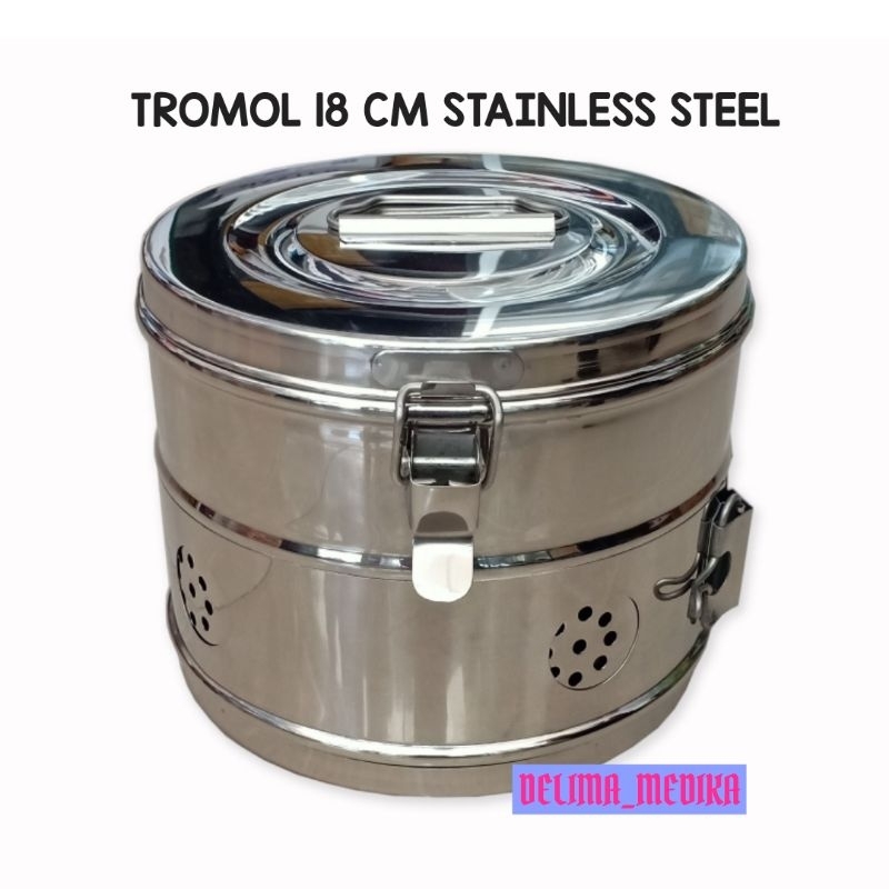 Jual Tromol 18 cm Stainless Steel / Tromol Kasa Dressing Drum 18cm ...