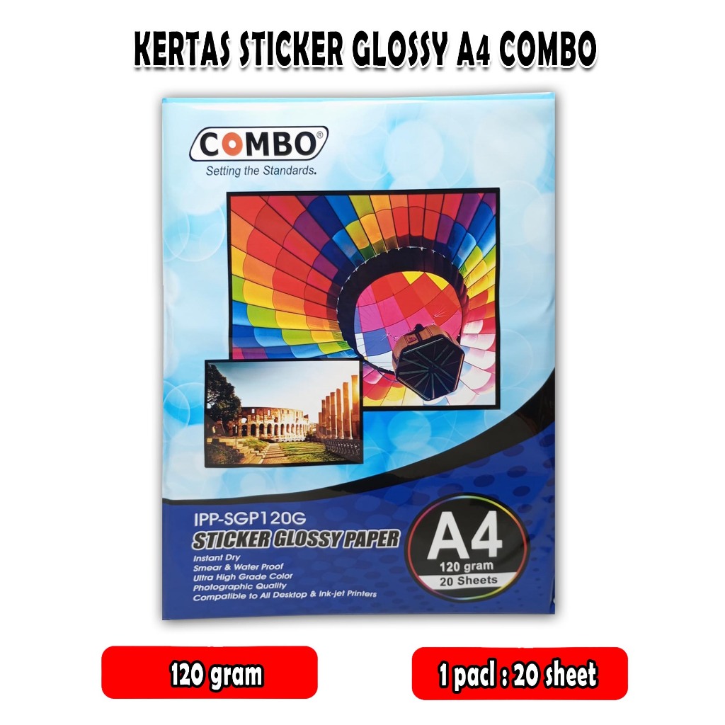 Jual kertas sticker / kertas sticker glossy a4 combo / 120 gram / 1 ...