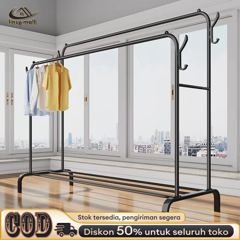 Jual Rak Gantungan Baju Stand Hanger Double Rak Pakaian Jemuran Baju ...
