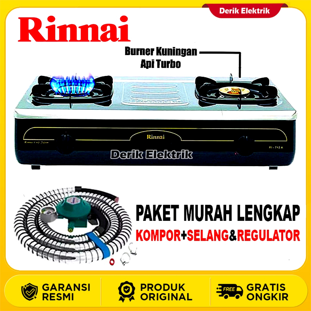 Jual RINNAI KOMPOR GAS 2 TUNGKU RI712A PAKET SELANG REGULATOR | Shopee ...