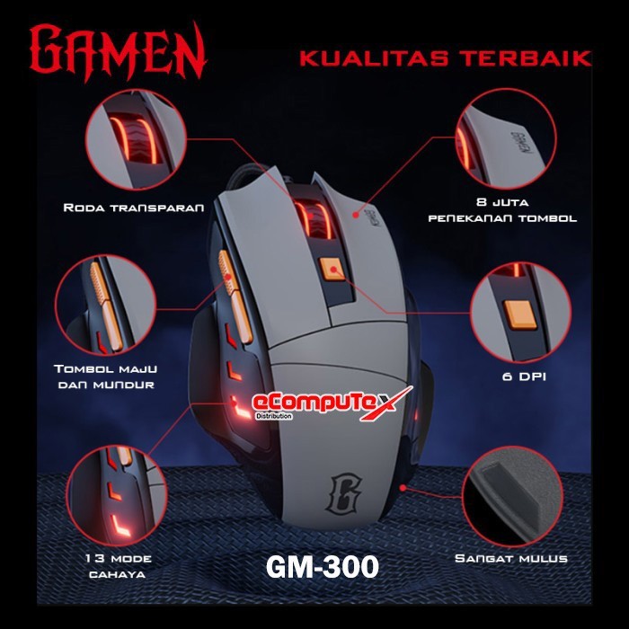 Jual GAMEN MOUSE GAMING GM300 2400 DPI RGB GM 300 ORIGINAL - GARANSI ...
