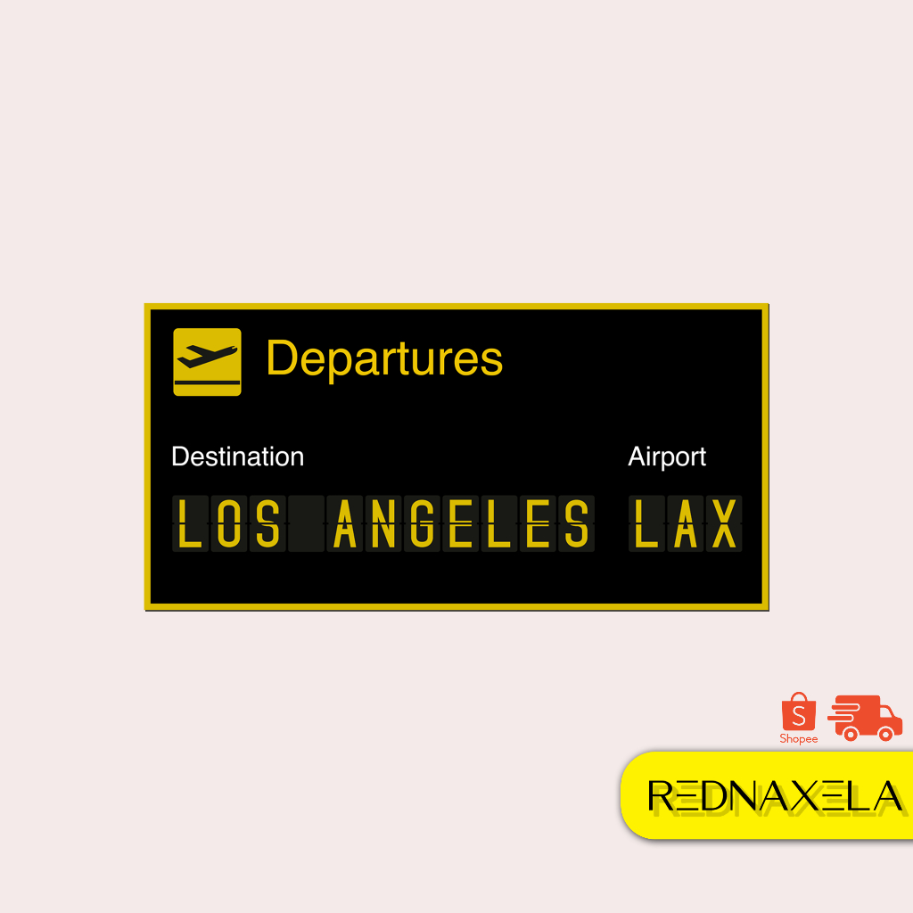 Jual Stiker Vinyl Airport Sign LAX Los Angeles Departures Stiker Koper ...