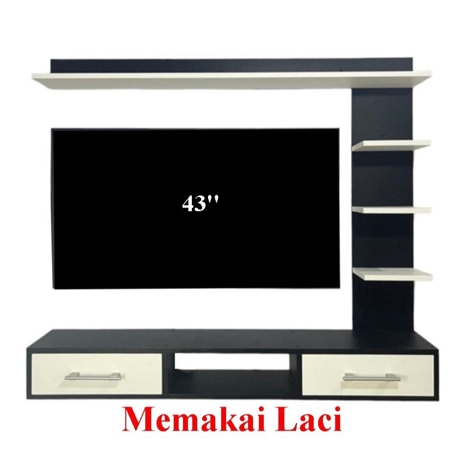 Jual Rak tv Tempel Dinding Minimalis 120cm Dengan 2 Laci | Shopee Indonesia
