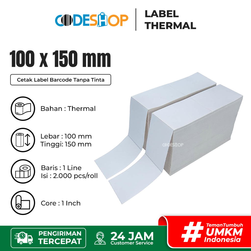 Jual Stiker Label Thermal A6 100 x 150 mm isi 2000 Fold Lipatan Thermal CETAK RESI | Shopee ...